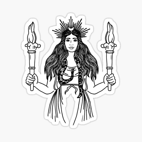 "Torch Bearing Goddess Hekate" Sticker for Sale by MrDemagio | Redbubble