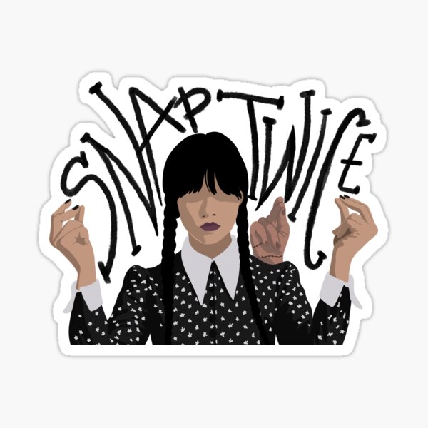 "Wednesday Addams and thing snap twice netflix" Sticker for Sale by ...