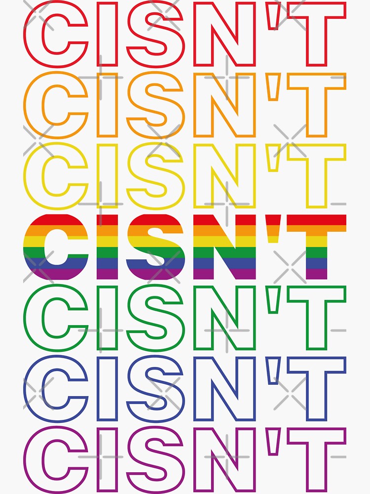 "Cisn't Cisgender Pun LGBTQ Pride Rainbow Flag" Sticker for Sale by thequeershop | Redbubble