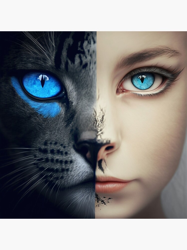 Half Cat Half Girl Poster For Sale By Aicreateworlds Redbubble