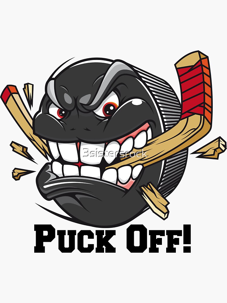 "Hockey Puck Mascot Character Attitude Puck Off Cartoon" Sticker for ...