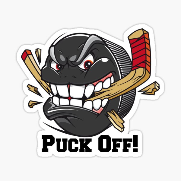 "Hockey Puck Mascot Character Attitude Puck Off Cartoon" Sticker for ...
