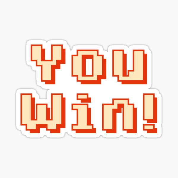"You Win! retro pixel font light" Sticker for Sale by jek-iro | Redbubble