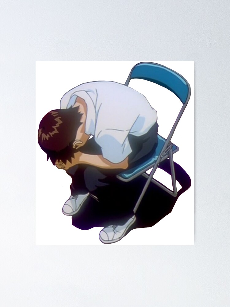 "Shinji Sad Chair" Poster for Sale by kawaiicrossing | Redbubble