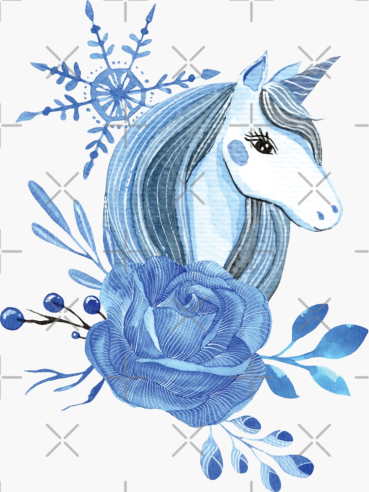 "Beautiful blue unicorn" Sticker for Sale by pinkyfish1010 | Redbubble