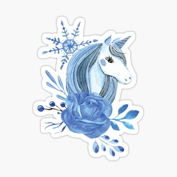 "Beautiful blue unicorn" Sticker for Sale by pinkyfish1010 | Redbubble