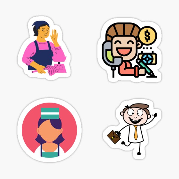 "Salesperson art pack" Sticker for Sale by CinderPress | Redbubble
