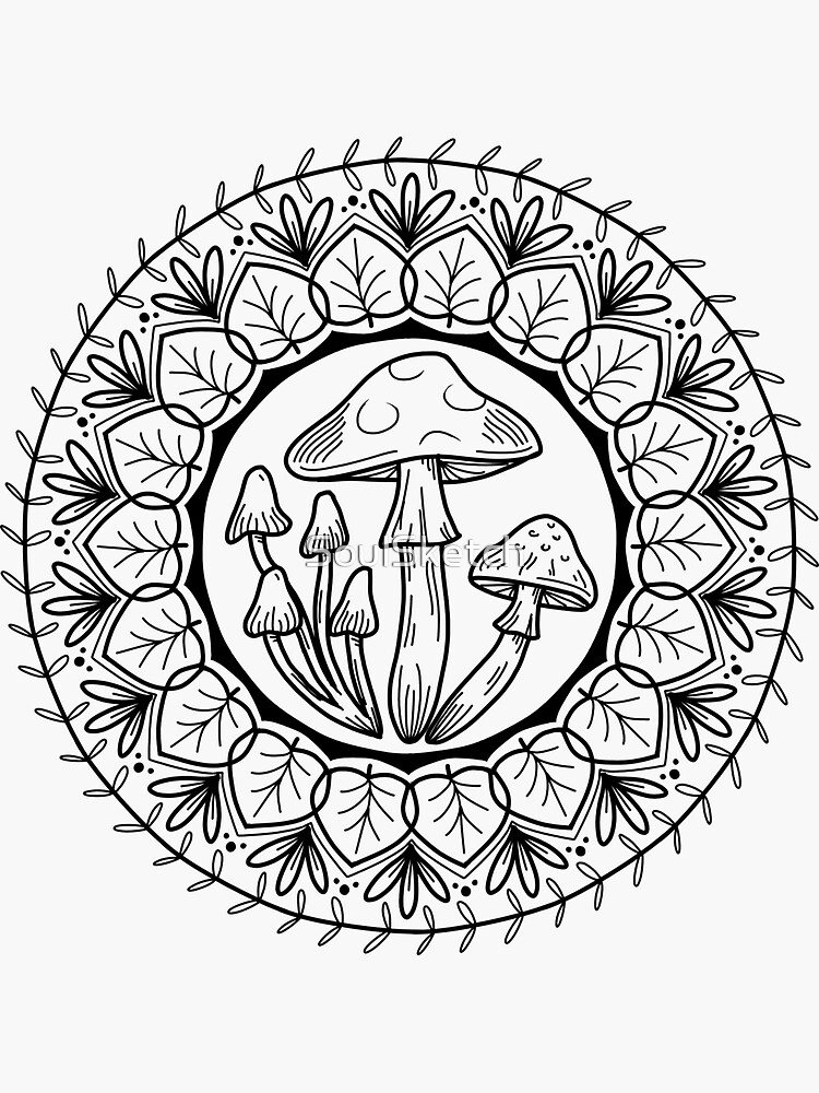 "Mushroom Mandala" Sticker for Sale by SoulSketch | Redbubble