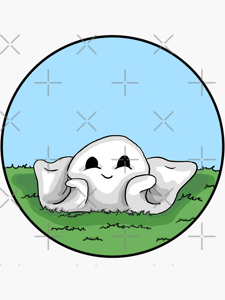 "Smiling, Laying Down Ghost Design" Sticker for Sale by WordsSpillArt ...