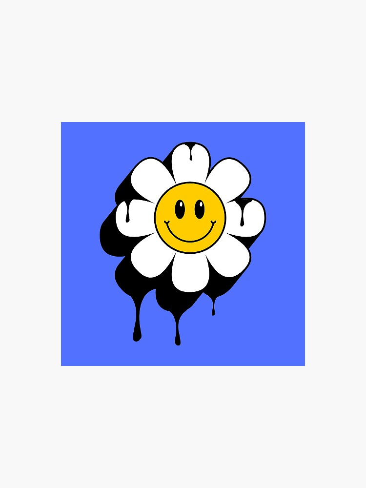"Drippy Flower, Hippy Flower, Blue/Yellow/White" Sticker for Sale by ...