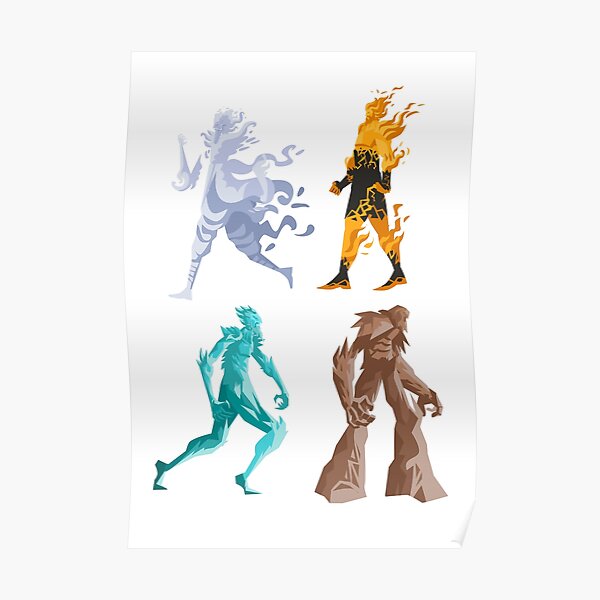 Póster «cuatro elementos titanes» de matintheworld | Redbubble