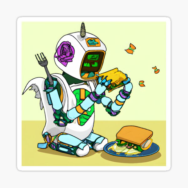 "Robot Eating Sandwich" Sticker for Sale by bura992 | Redbubble