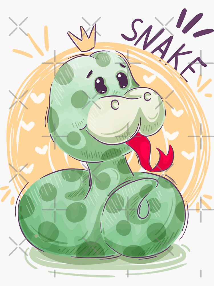 "Cute King green snake " Sticker for Sale by Richlet | Redbubble
