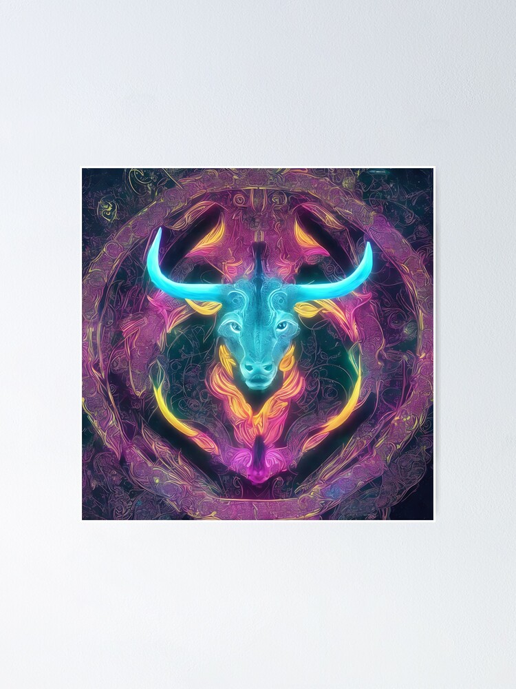 Póster «Signo del zodiaco Tauro, colores vivos brillantes, arte ...