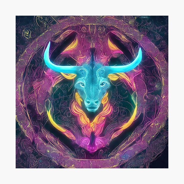 Lámina fotográfica «Signo del zodiaco Tauro, colores vivos brillantes ...