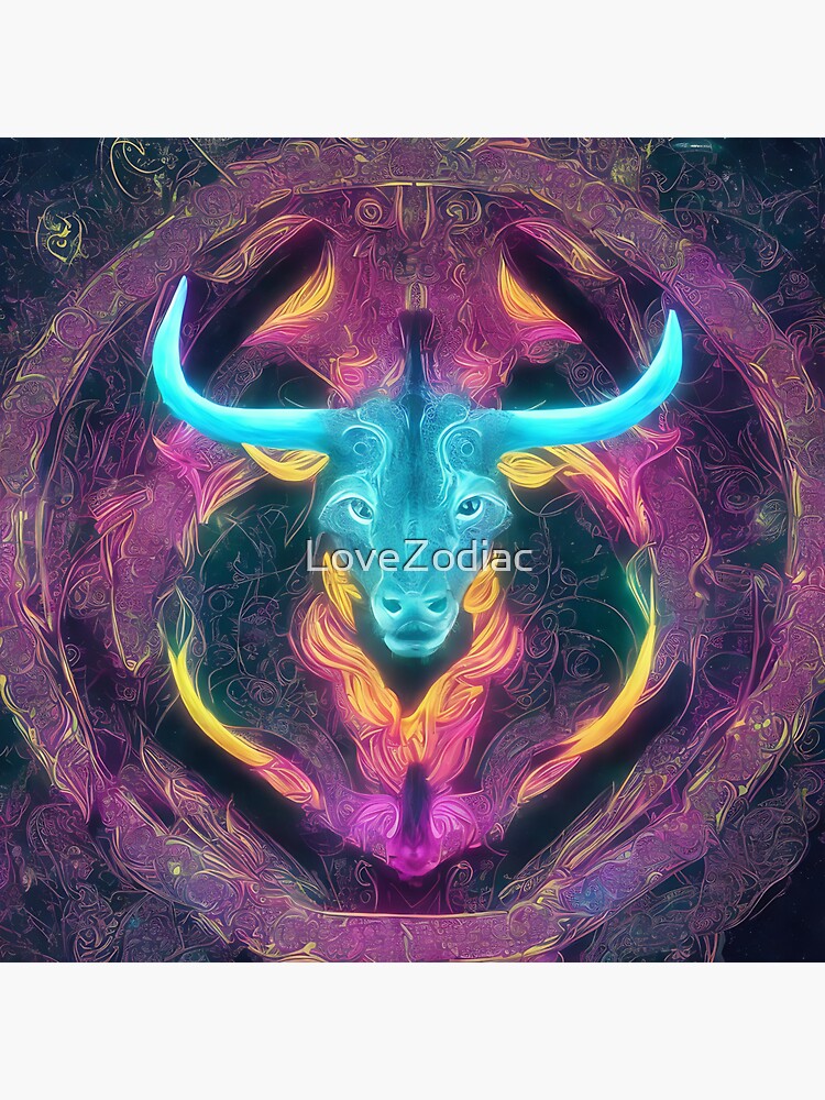 Pegatina «Signo del zodiaco Tauro, colores vivos brillantes, arte ...