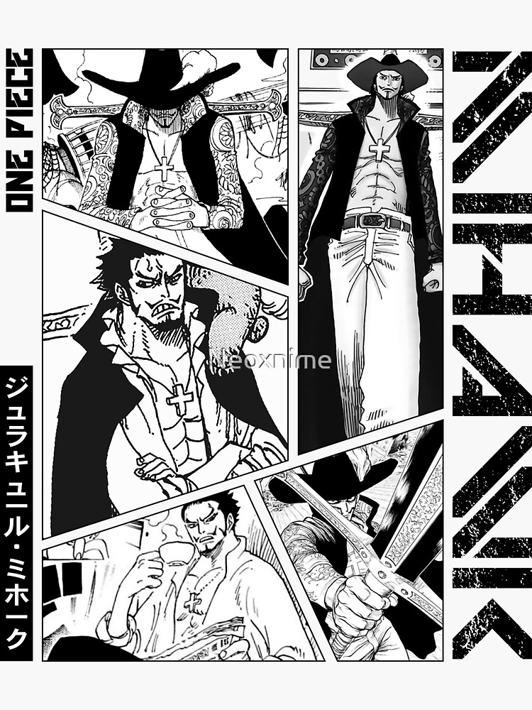 "Mihawk Manga Panel - black version" Sticker for Sale by Neoxnime ...