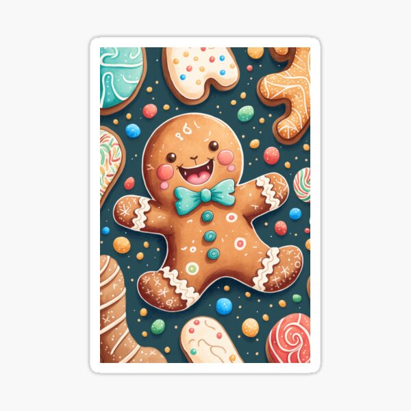 "Gingerbread Man is Happy" Sticker for Sale by AffirmDSG | Redbubble