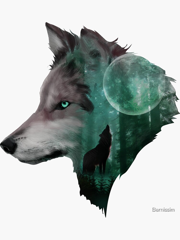 "Wolf Forest Green" Sticker for Sale by Barnissim | Redbubble