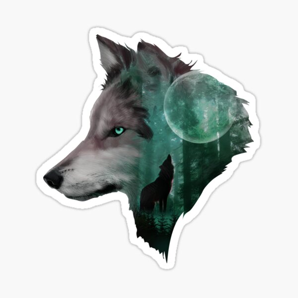 "Wolf Forest Green" Sticker for Sale by Barnissim | Redbubble