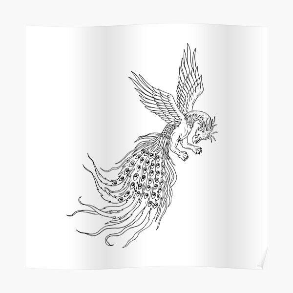 Póster «Simorgh o Simurgh Flying Drawing» de patrimonio | Redbubble