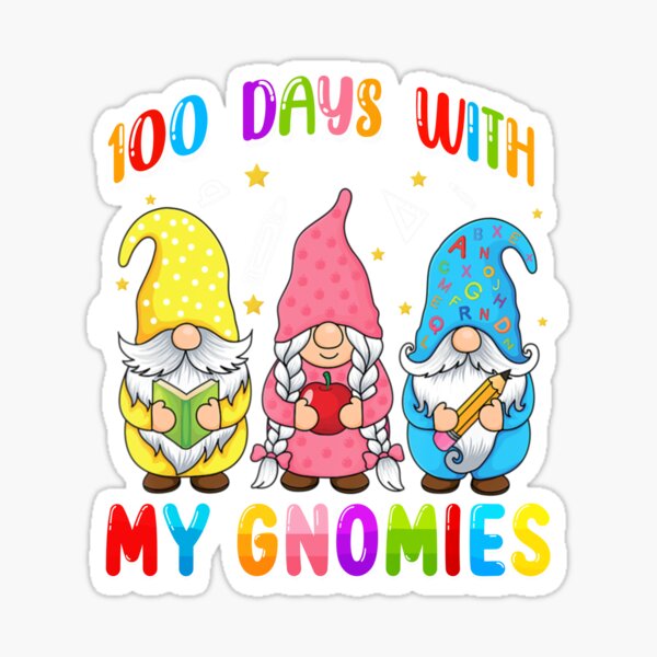 "Gnome 100 days of School Pre -k Teacher Teacher Boy Girl" Sticker for ...