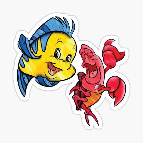 "Flounder and Sebastian" Sticker for Sale by GeneralAladeen | Redbubble