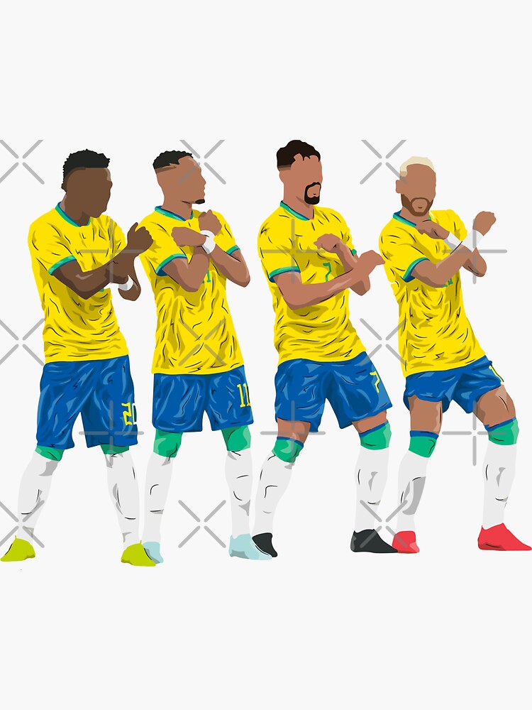"Neymar Vini Jr Raphinha Raqueta Brazil World Cup Illustration" Sticker ...