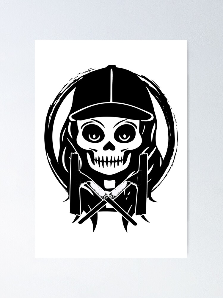 "Window Cleaner Female Skull and Crossed Squeegee Black Logo" Poster ...