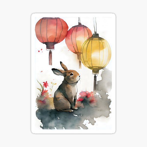 "Year of the Rabbit Chinese Lanterns Chinese New Year 2023 " Sticker ...