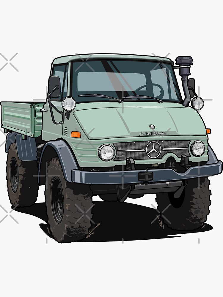 Pegatina «Obra de arte Ilustración Caballo de batalla Mercedes UNIMOG ...