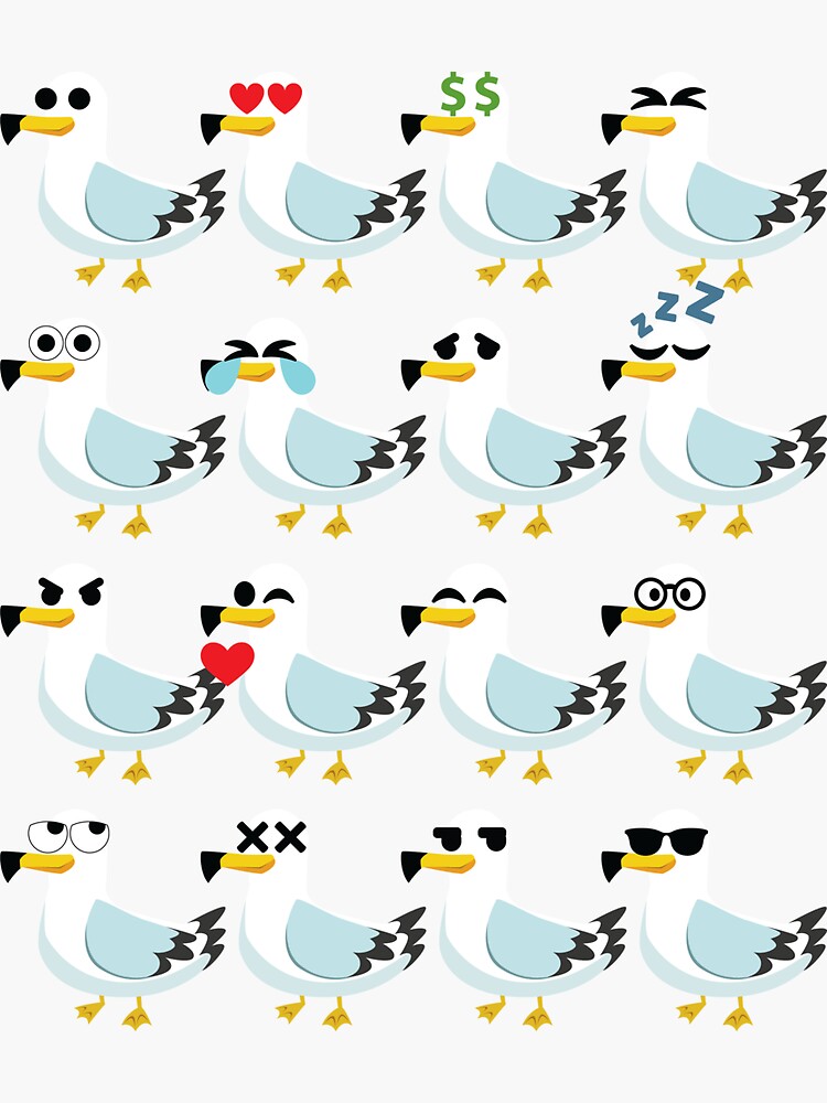 "Seagull Emoji " Sticker for Sale by HippoEmo | Redbubble