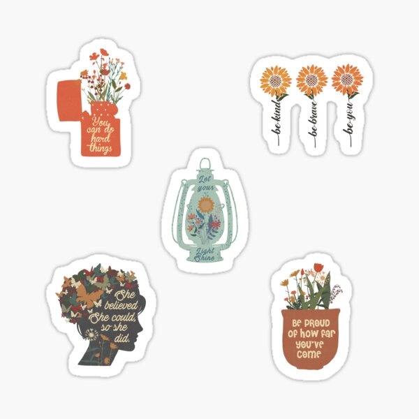 "Inspirational Positive Floral Quotes Pack" Sticker for Sale by Cross ...