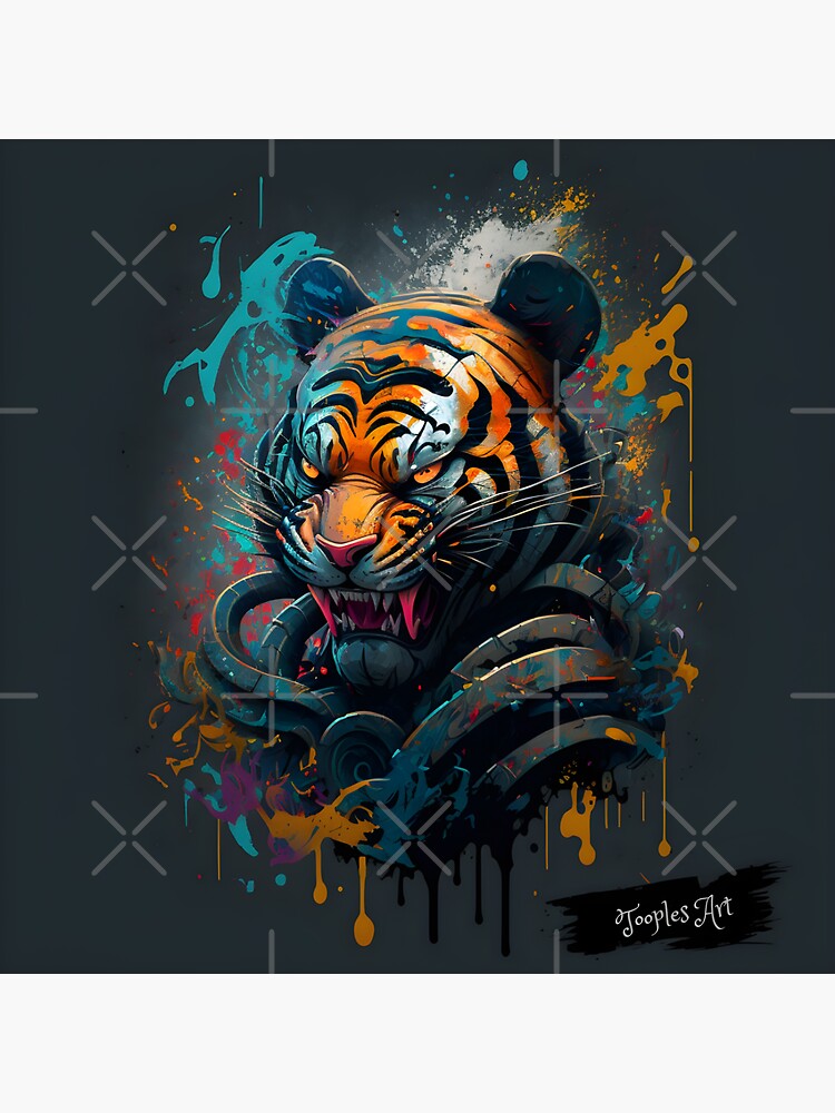 "Mad Tiger" Sticker for Sale by TooplesArt | Redbubble