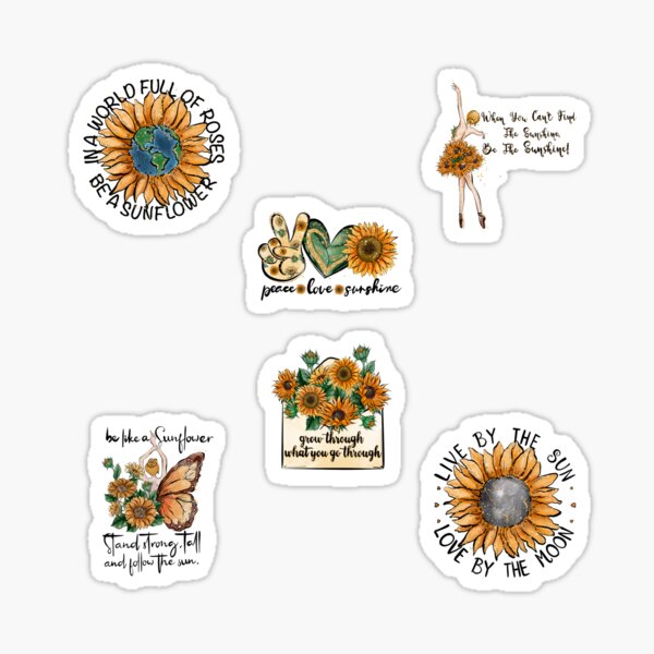 "Sunflower Inspirational Positive Floral Quotes Pack" Sticker for Sale ...