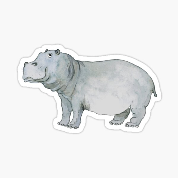 "Hippo" Sticker for Sale by vmillustration | Redbubble