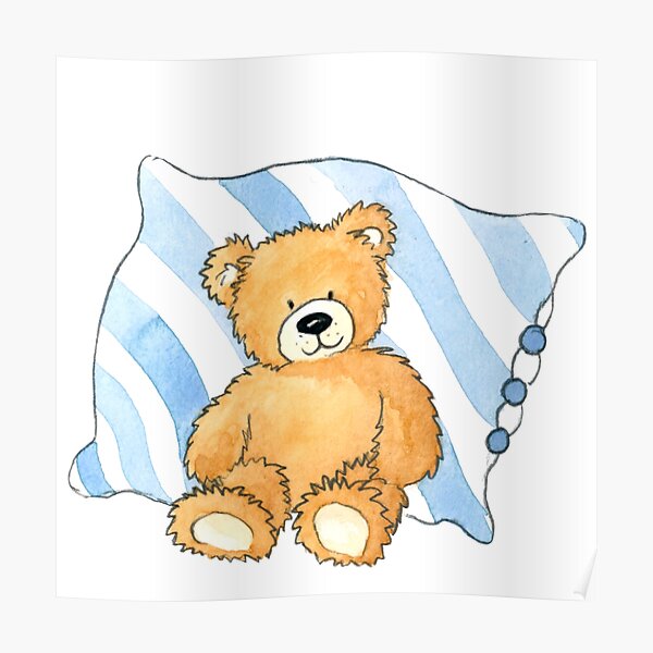 "Happy Teddy" Poster for Sale by vmillustration | Redbubble