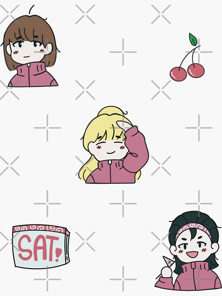 "Japanese High School Girls Doodle — Pink" Sticker for Sale by Hyompora ...