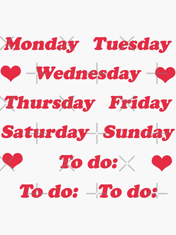 "Cherry Red Days of the Week" Sticker for Sale by naville | Redbubble