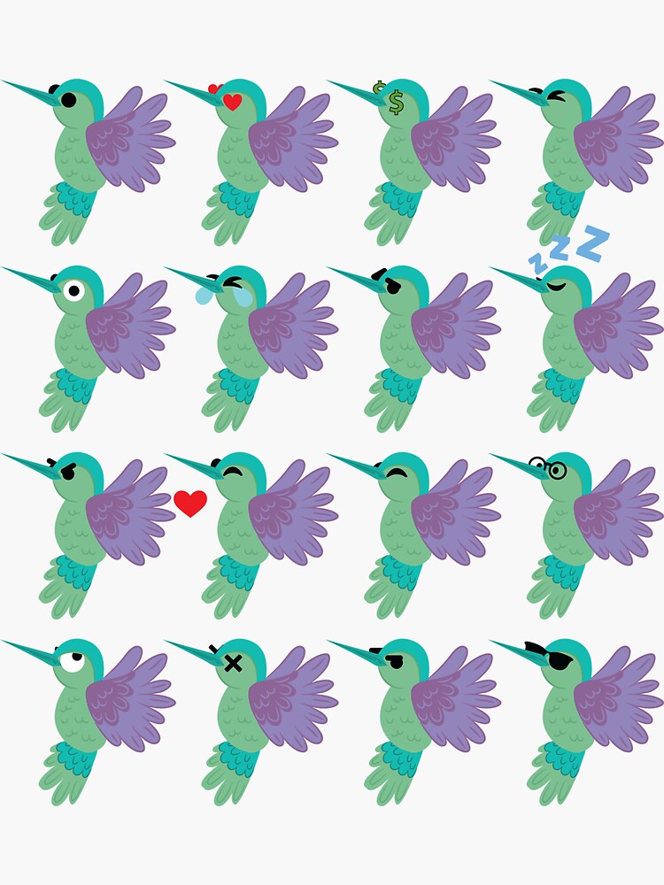 Hummingbird Emoji Sticker For Sale By Hippoemo Redbubble