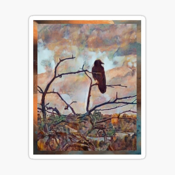 "Raven on a Snag" Sticker for Sale by oh-bi-me | Redbubble