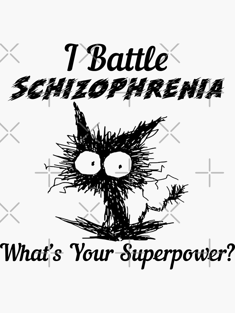 "Funny Cat Fighting Schizophrenia Awareness " Sticker for Sale by CUDEX ...