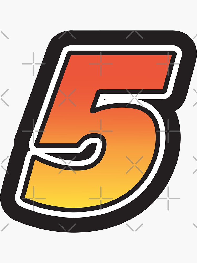 "Number Five 5 Gradient Yellow Orange 3 Stroke" Sticker for Sale by ...