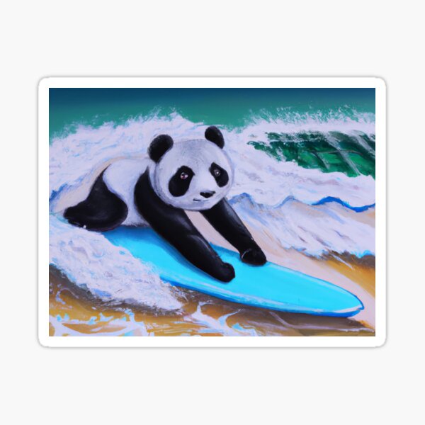 "Cute panda surfing in the sea" Sticker for Sale by Light79 | Redbubble