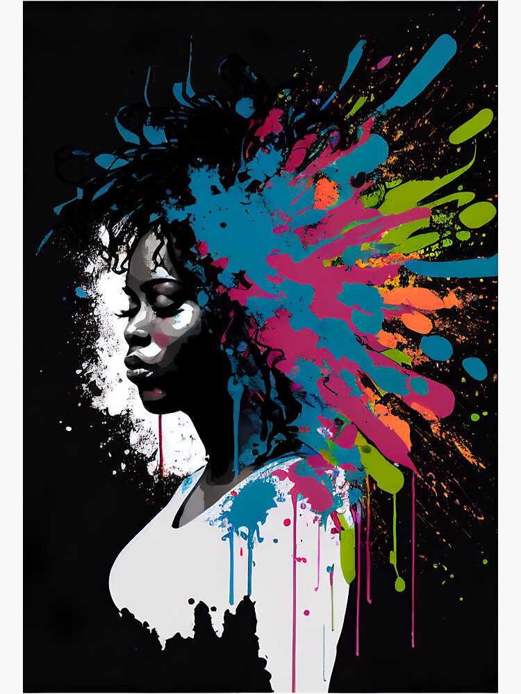 "Splatter Paint Portraits" Sticker for Sale by MidJourneymen | Redbubble