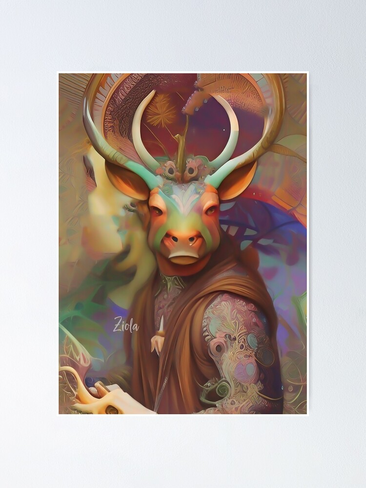 "Mythology Magical Bull Minotaur Myth" Poster for Sale by ZiolaRosa ...