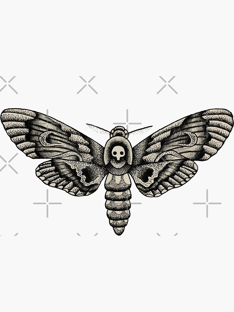 "Traditional Skeleton Moth Tattoo" Sticker for Sale by Cesarcali ...