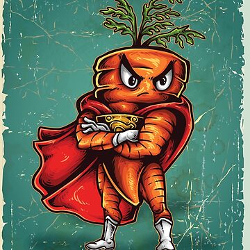 "Superhero Angry Carrot Foodie Trading Card" Sticker for Sale by ...