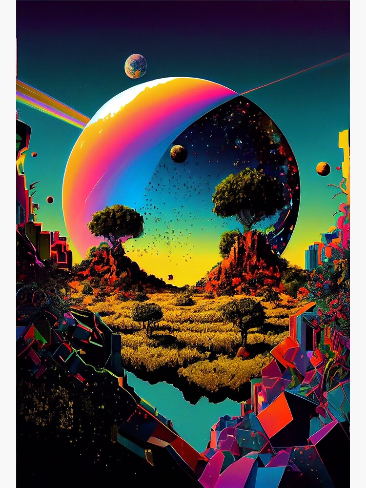 Pegatina «Planetario surrealista y mágico del mundo de los sueños ...