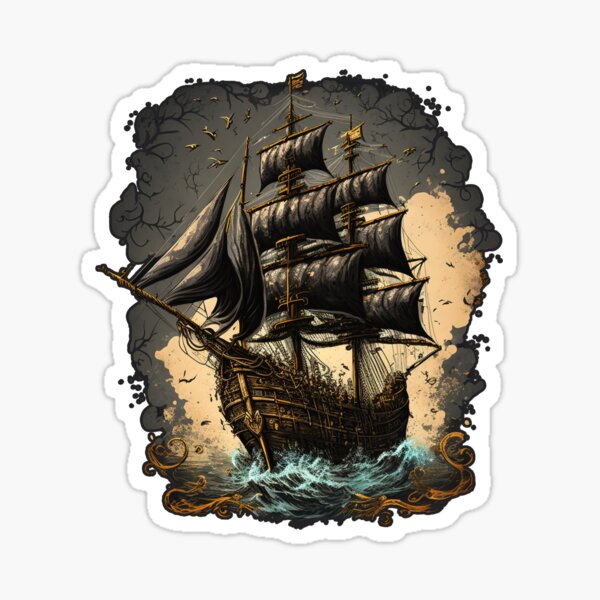 "Pirate ship - At sea" Sticker for Sale by The-Crows | Redbubble
